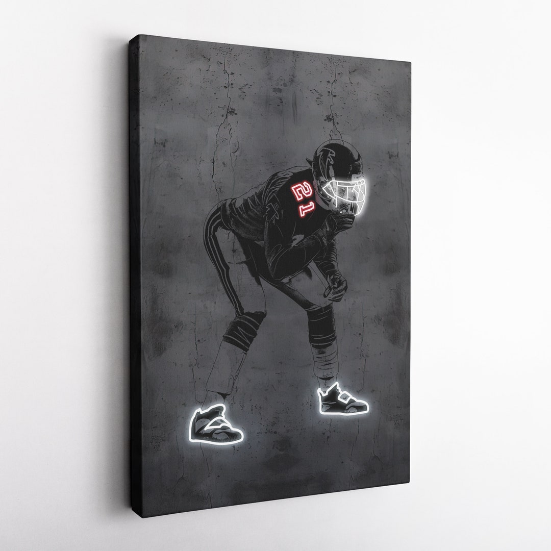 Deion Sanders Neon Poster - Atlanta Falcons Football Canvas Print ...