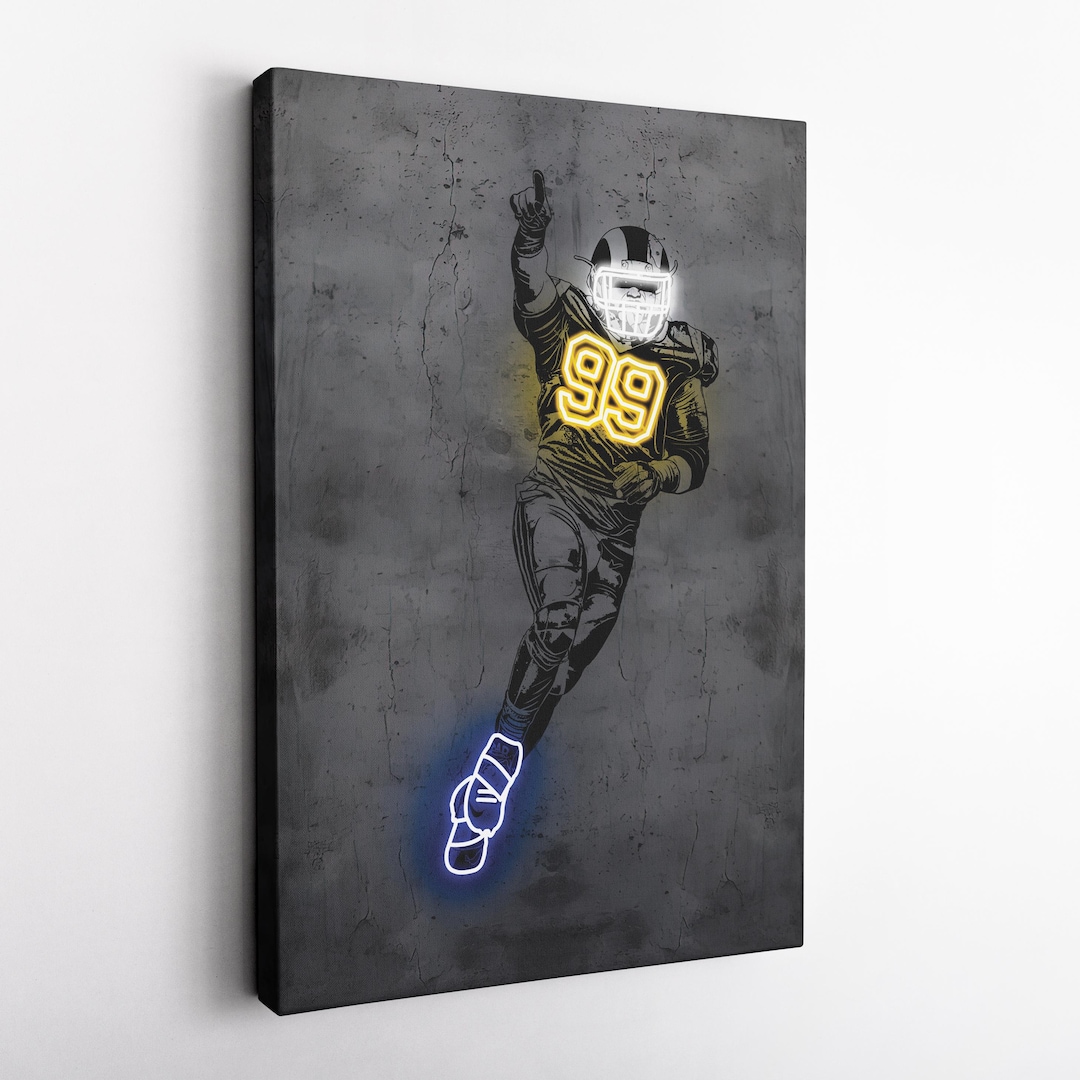 Aaron Donald Neon Poster - Los Angeles Rams Football Canvas Print ...