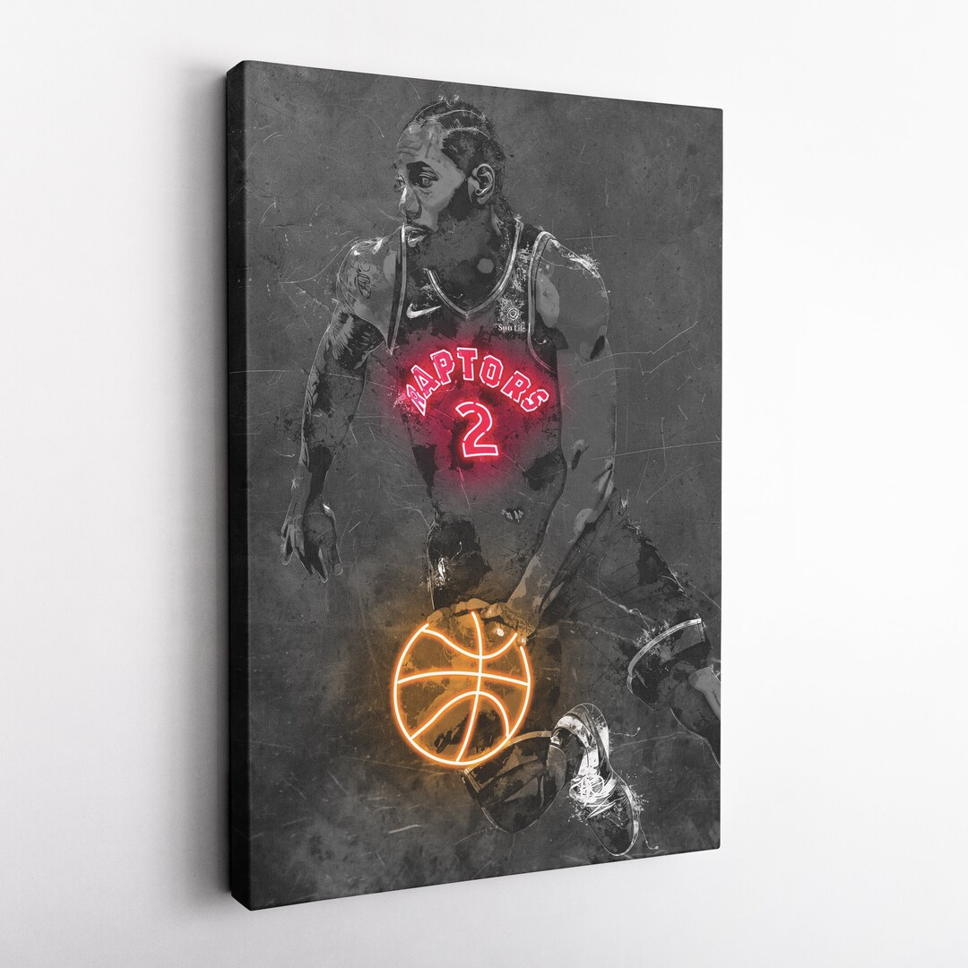 Kawhi Leonard Poster Neon Toronto Raptors NBA Hand Made Poster Canvas ...