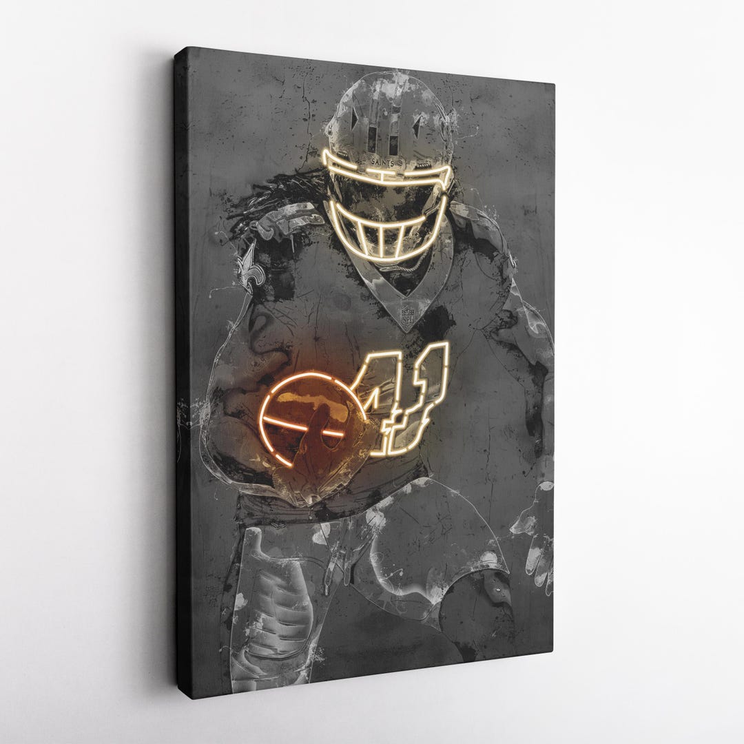 Alvin Kamara Poster Neon New Orleans Saints NFL Hand Made Poster Canvas ...