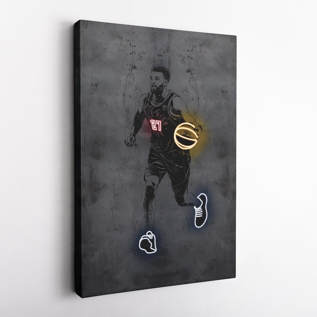 Jamal Murray Neon Poster Denver Nuggets Basketball Canvas Print, Framed ...
