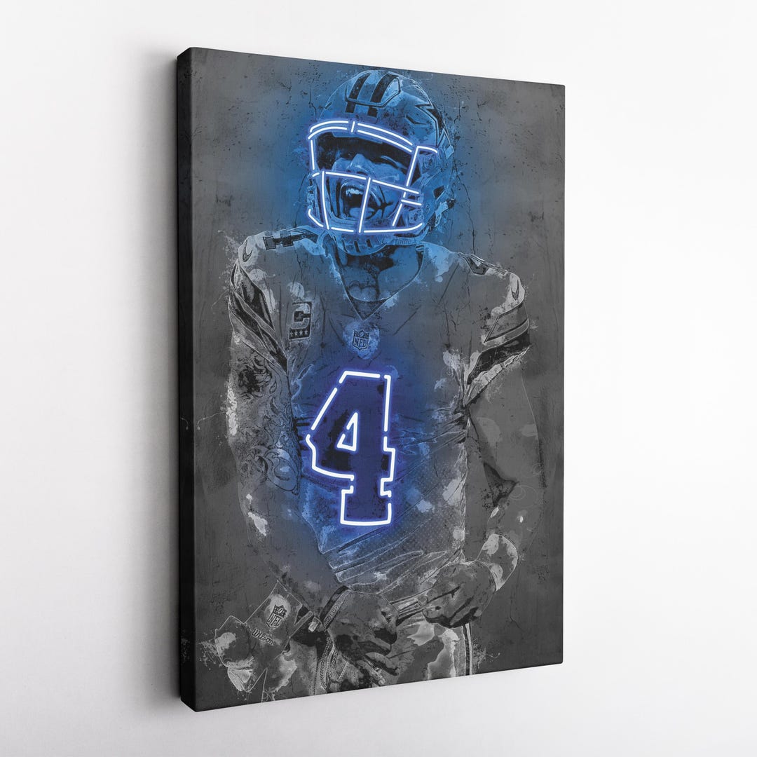 Dak Prescott Poster Neon Dallas Cowboys NFL Hand Made Poster Canvas ...