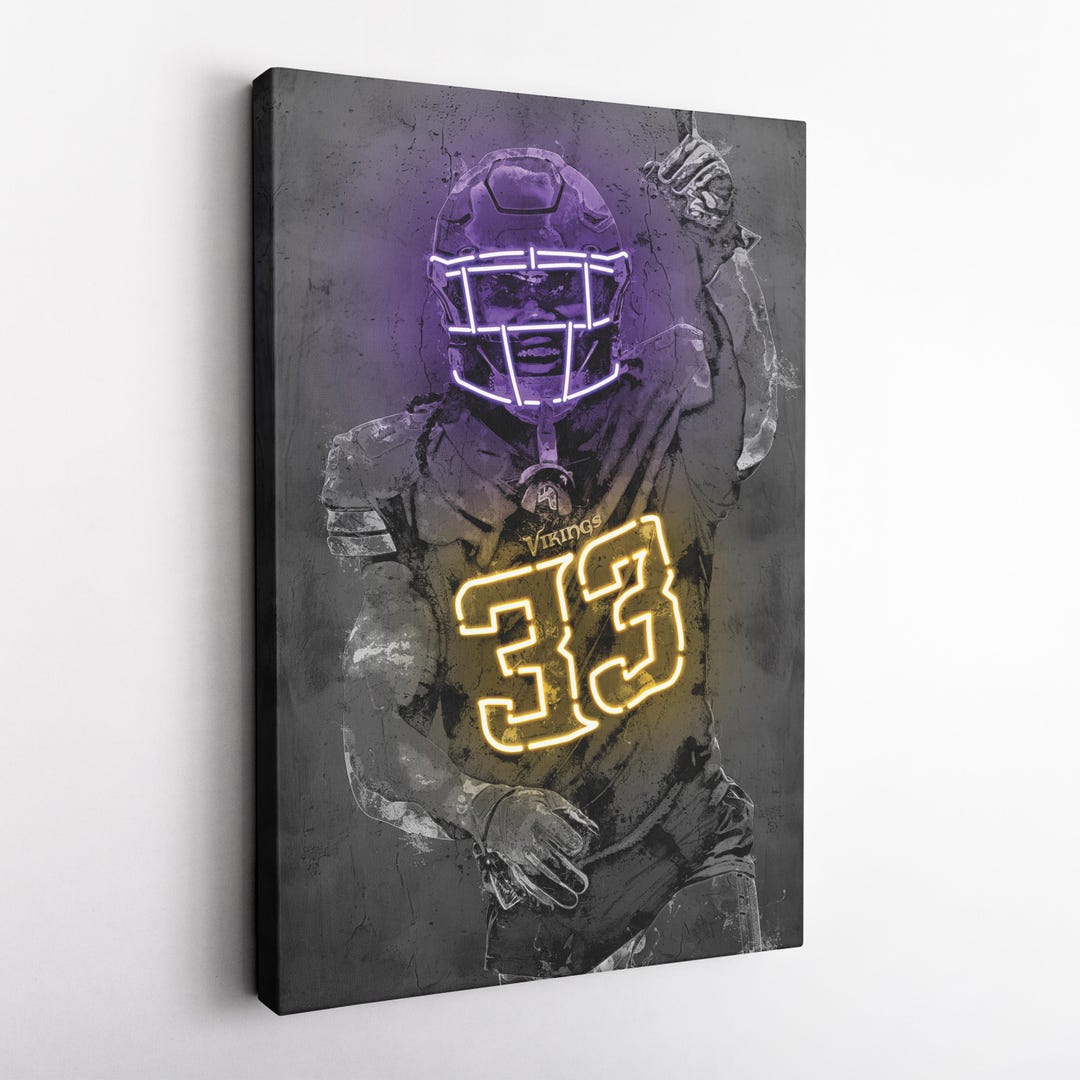 Dalvin Cook Poster Neon Minnesota Vikings NFL Hand Made Poster Canvas ...