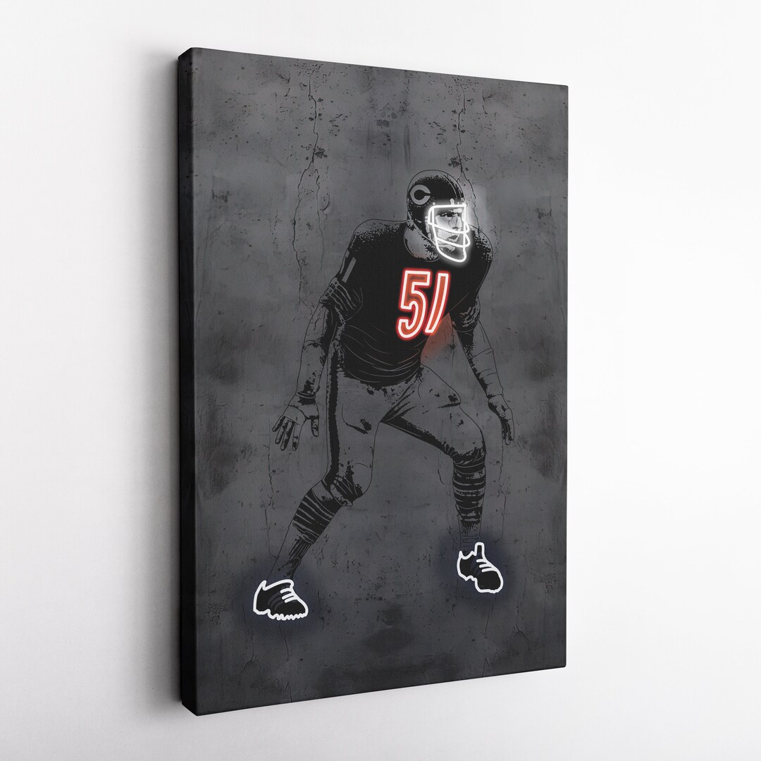 Dick Butkus Neon Poster - Chicago Bears Football Canvas Print, Framed ...