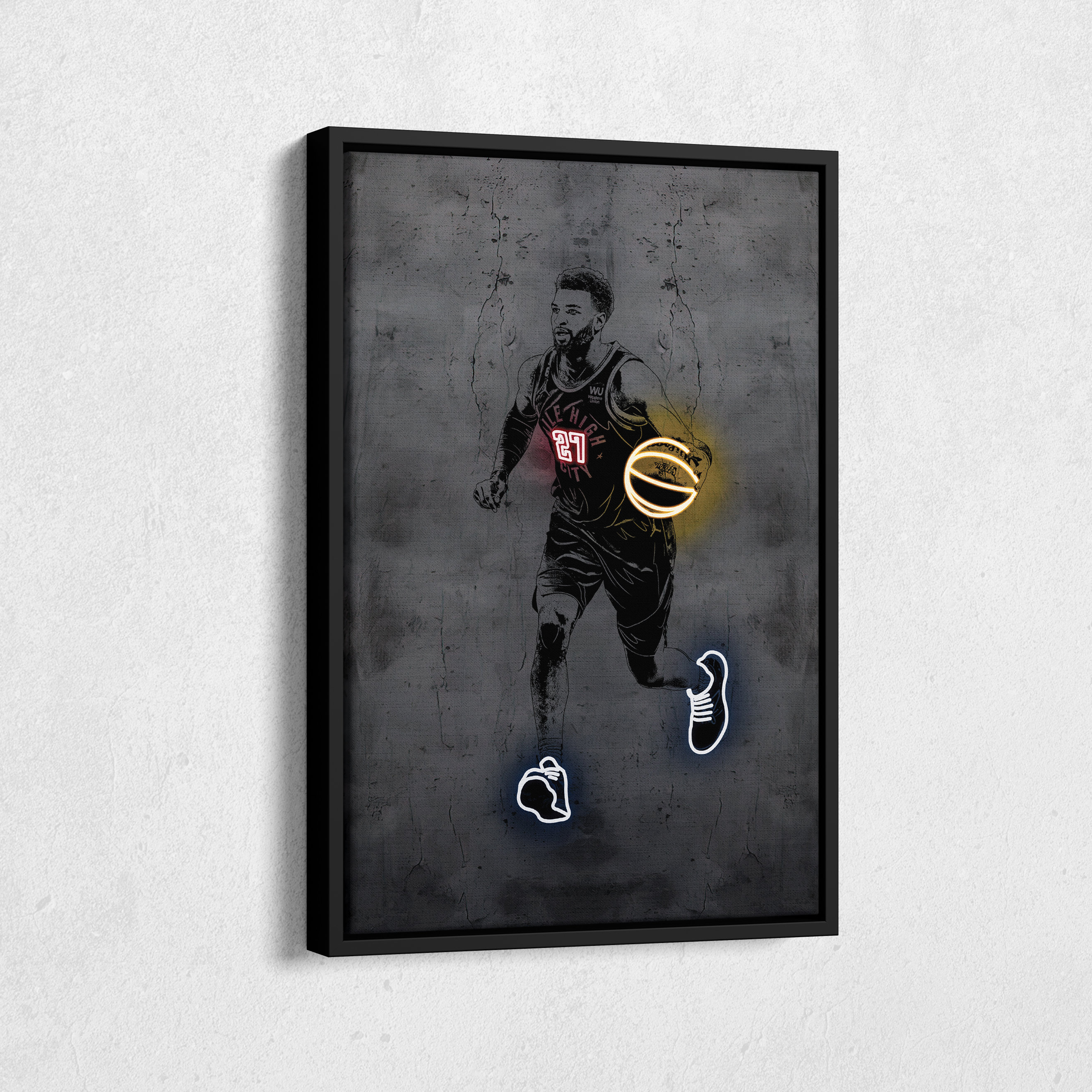 Jamal Murray Neon Poster Denver Nuggets Basketball Canvas Print, Framed ...