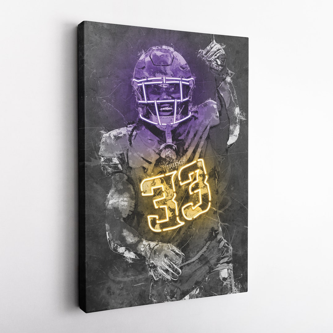 Dalvin Cook Poster Neon Minnesota Vikings NFL Hand Made Poster Canvas ...