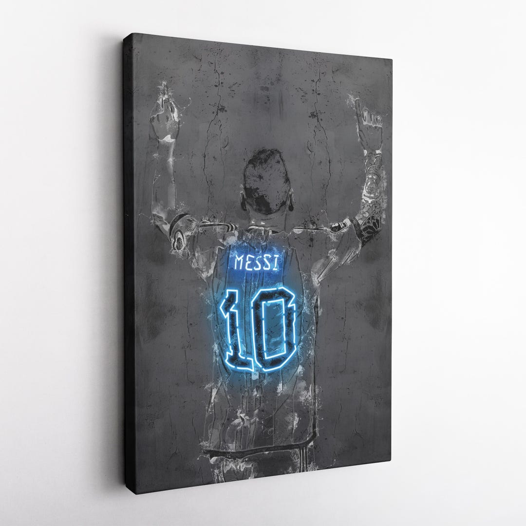 Lionel Messi Poster Neon Effect Argentina Soccer Hand Made Poster ...