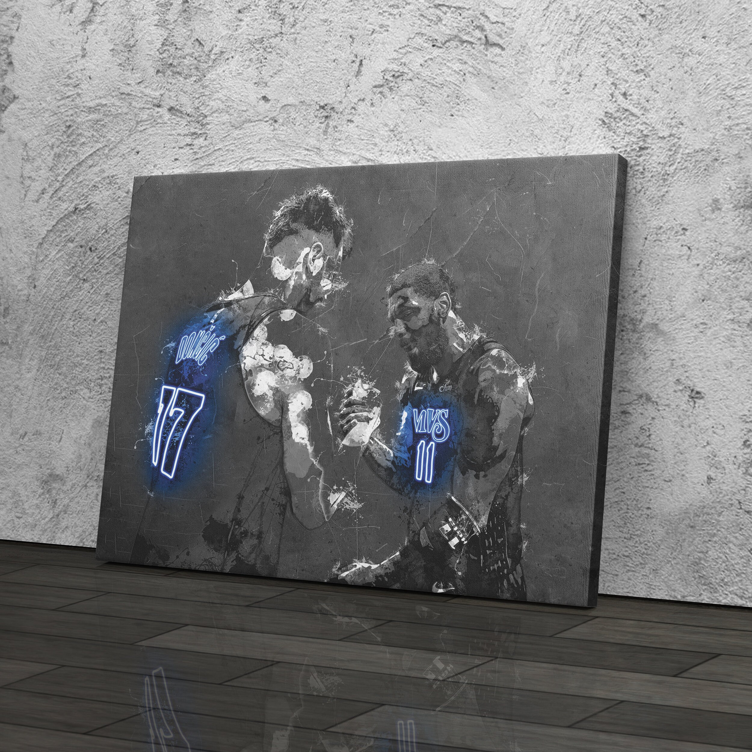 Luka Doncic Kyrie Irving Poster Neon Dallas Mavericks NBA Hand Made ...