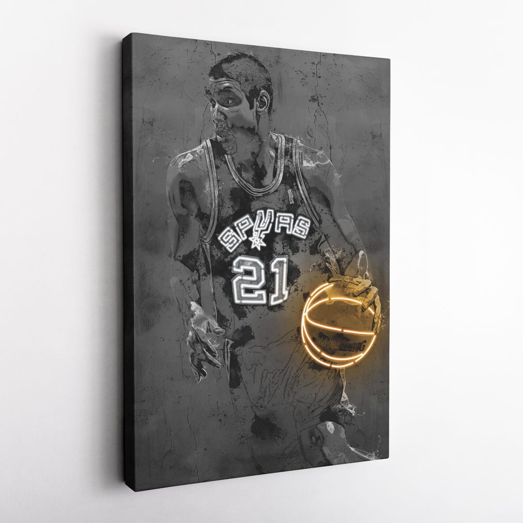 Tim Duncan Poster Neon San Antonio Spurs NBA Hand Made Poster Canvas ...