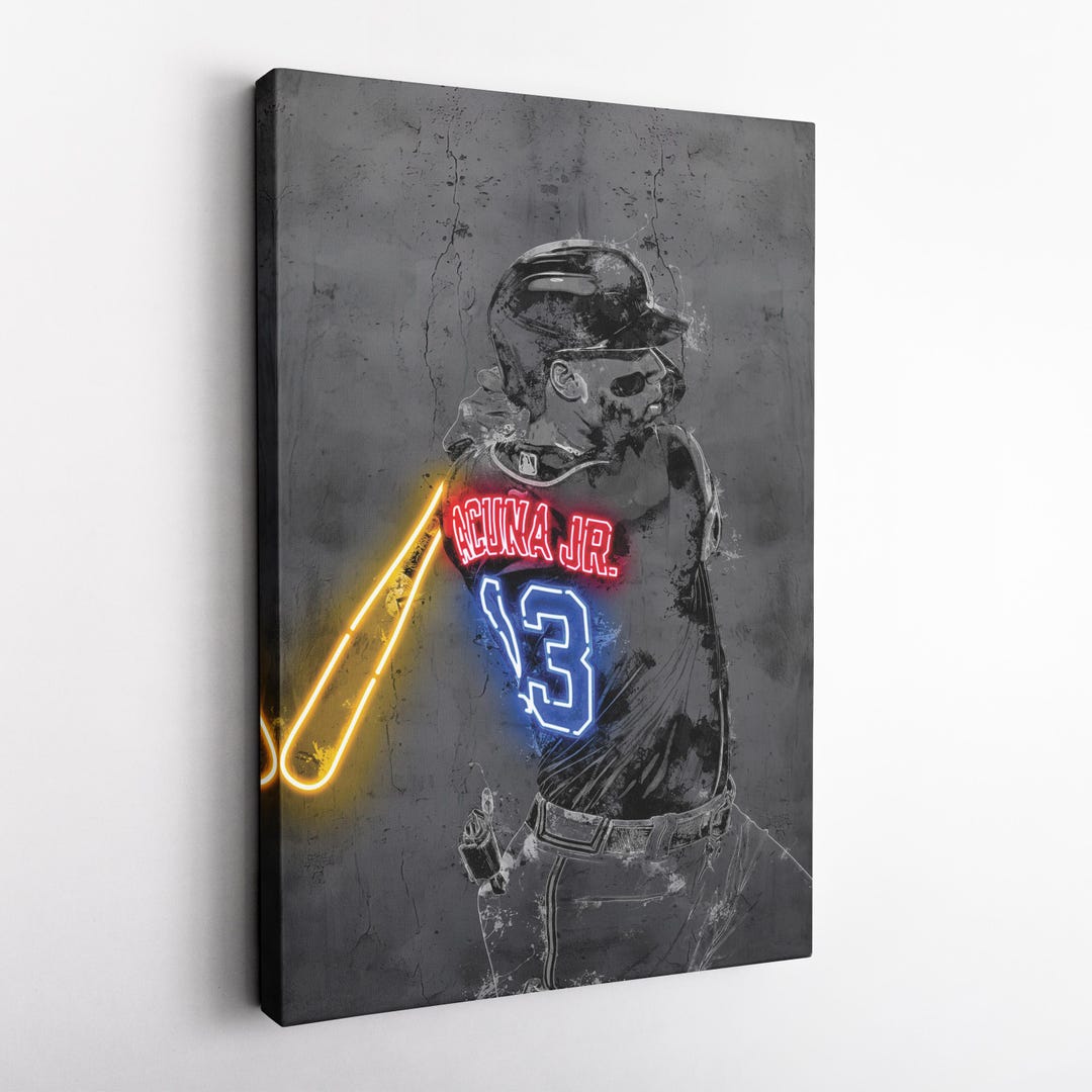 Ronald Acuña Jr Poster Neon Atlanta Braves MLB Hand Made Poster Canvas ...