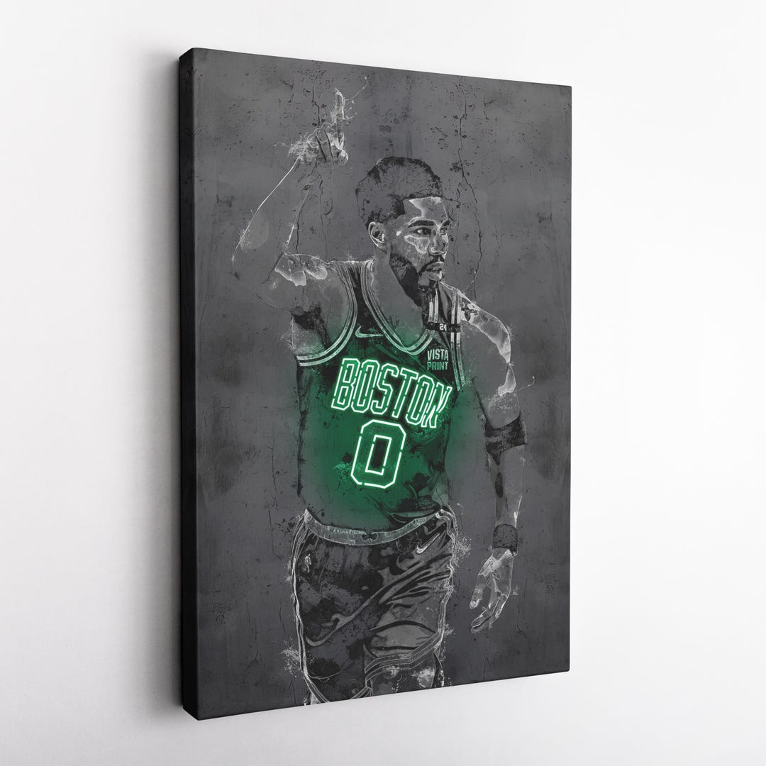 Jayson Tatum Poster Neon Effect Boston Celtics Basketball Hand Made ...
