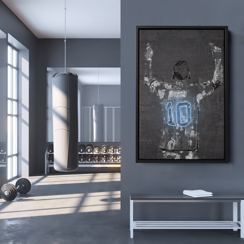 Lionel Messi Poster Neon Effect Argentina Soccer Hand Made Poster ...
