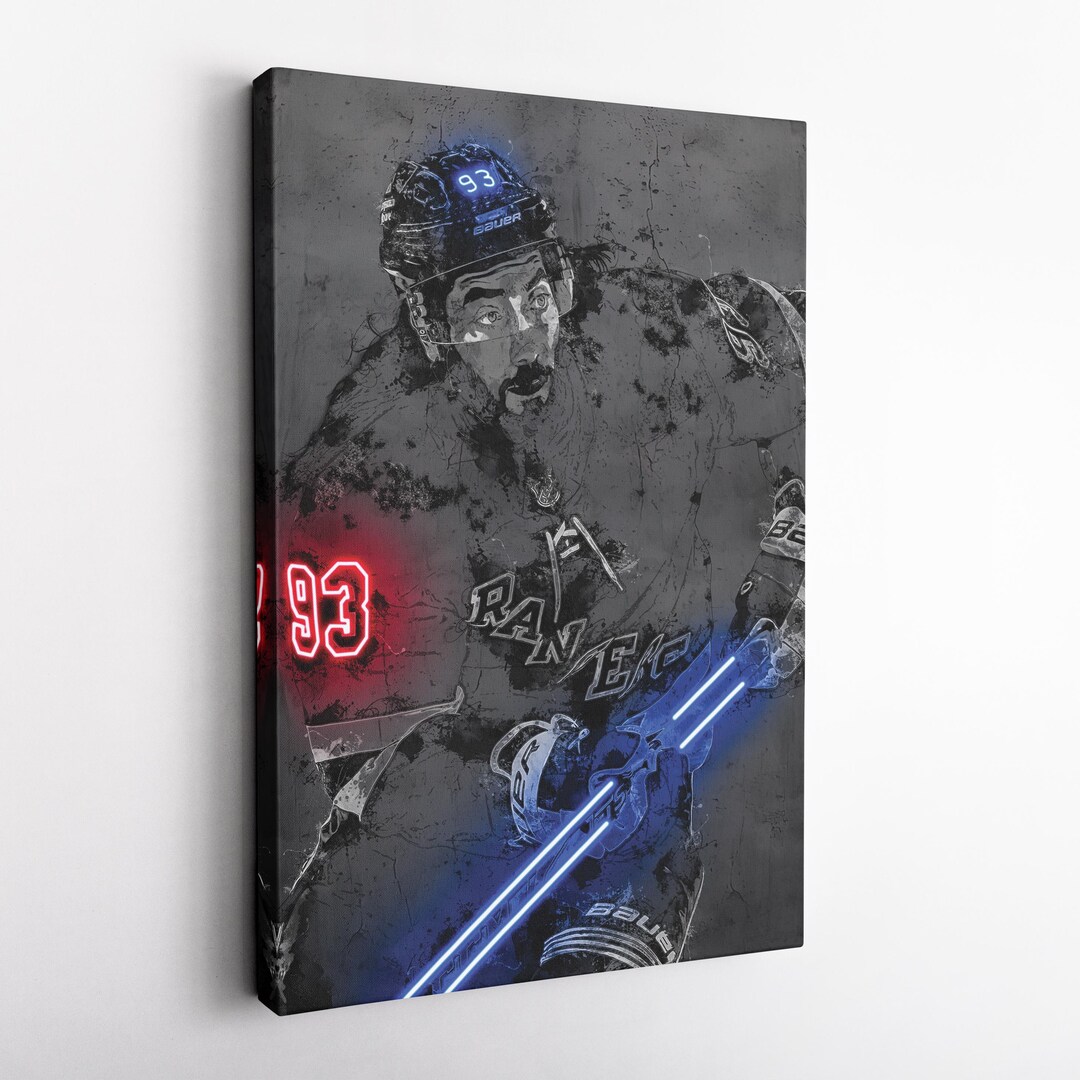 Mika Zibanejad Neon Poster - New York Rangers NHL Canvas Print, Framed ...