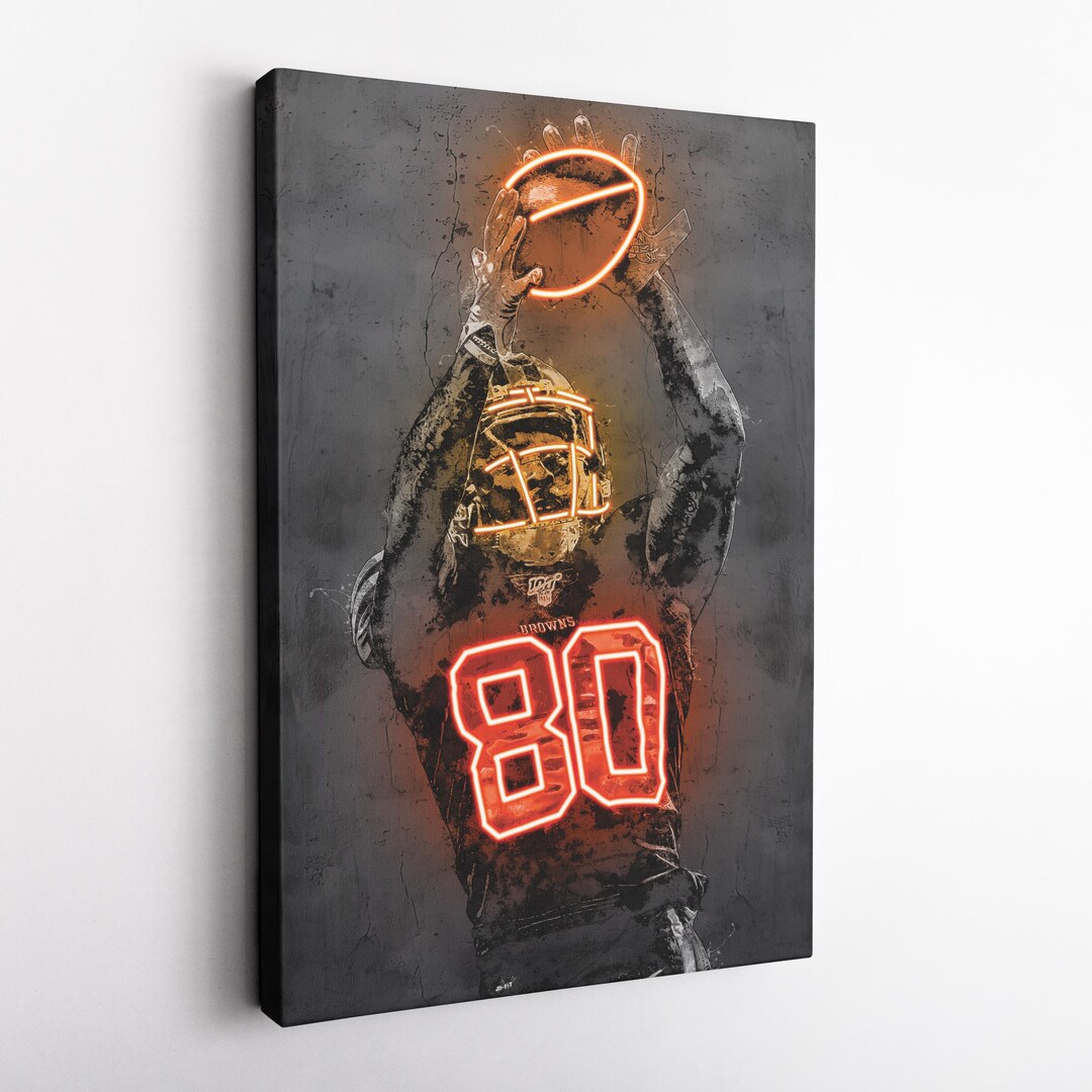 Jarvis Landry Neon Poster - Cleveland Browns NFL Canvas Print, Framed ...