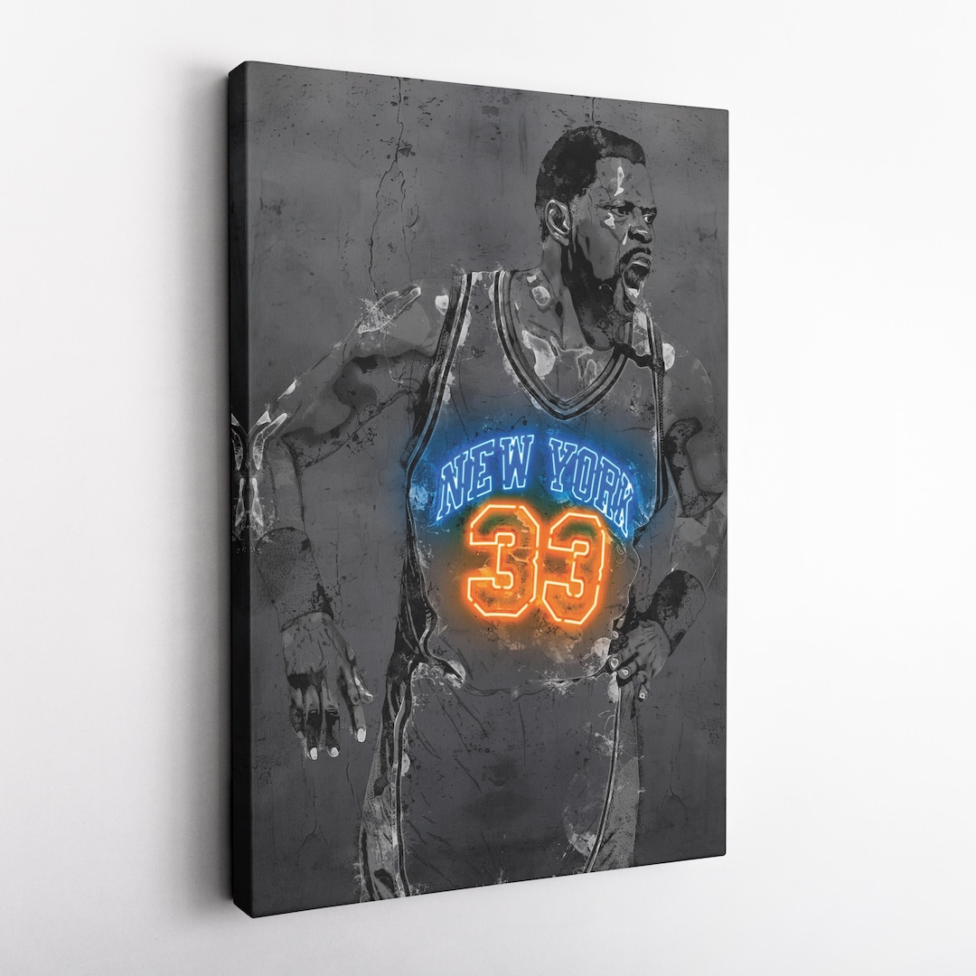 Patrick Ewing Poster Neon New York Knicks NBA Hand Made Poster Canvas ...