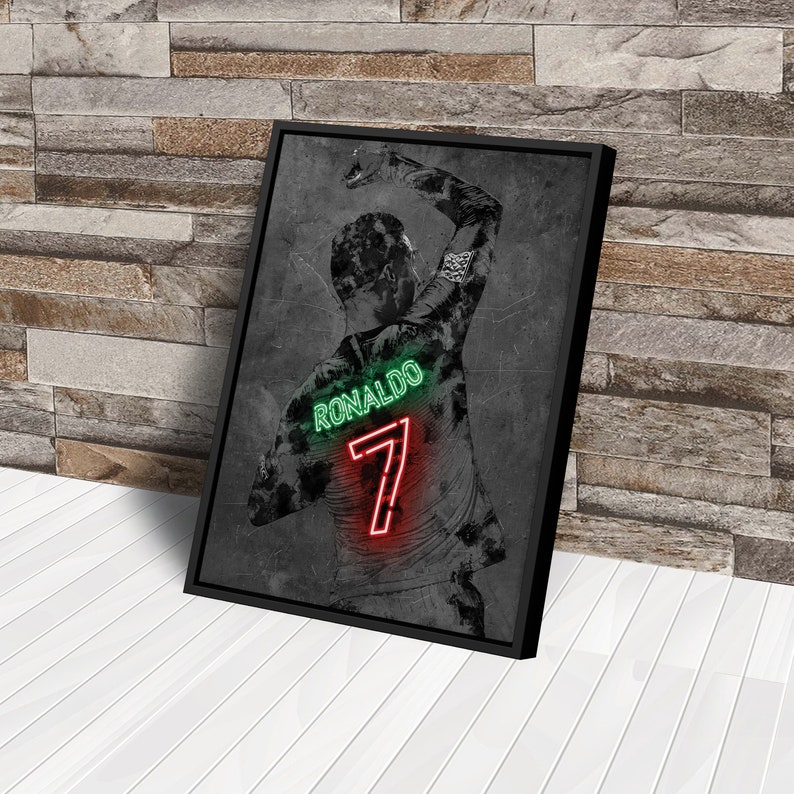Cristiano Ronaldo Poster Neon Effect Portugal Hand Made Poster Canvas ...