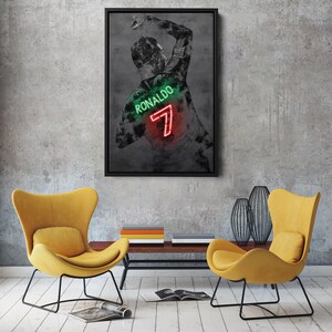 Cristiano Ronaldo Poster Neon Effect Portugal Hand Made Poster Canvas ...