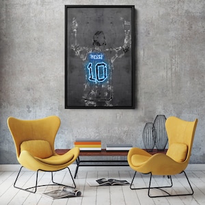 Lionel Messi Poster Neon Effect Argentina Soccer Hand Made Poster ...