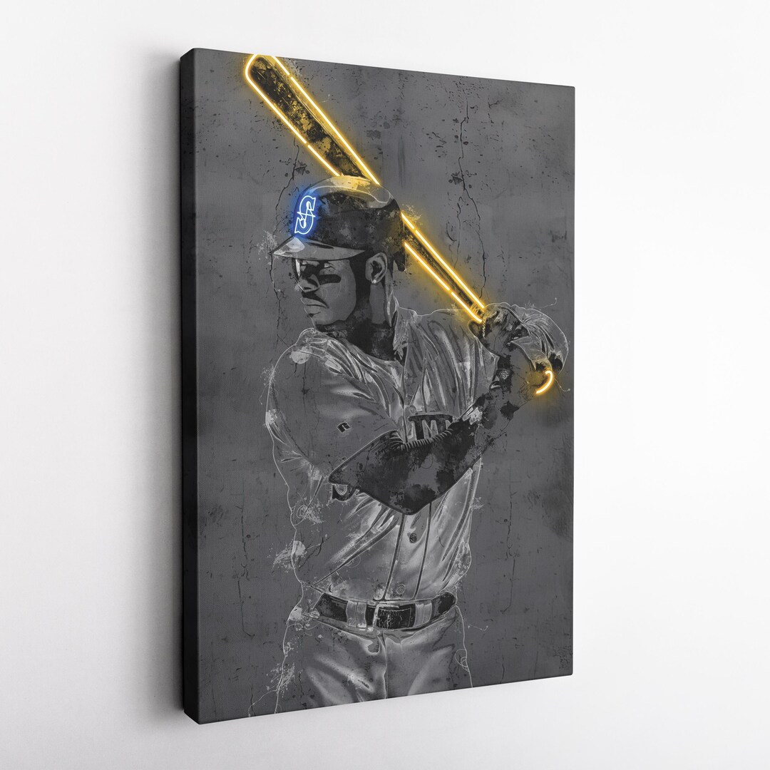 Ken Griffey Jr Poster Neon Seattle Mariners MLB Hand Made Poster Canvas ...