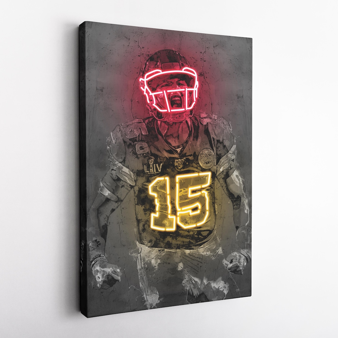 Patrick Mahomes Poster Neon Kansas City Chiefs NFL Hand Made Poster ...