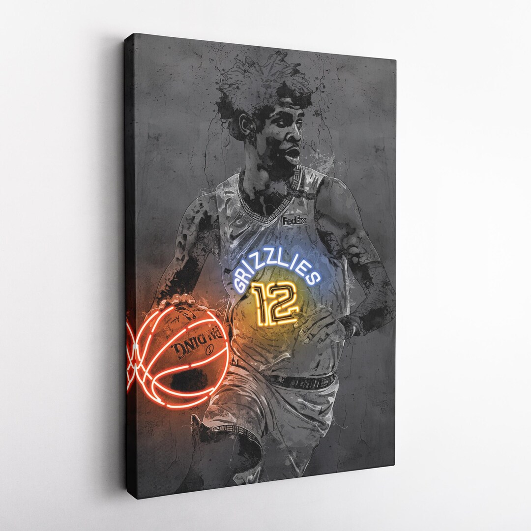 Ja Morant Poster Neon Effect Memphis Grizzlies Basketball Hand Made ...