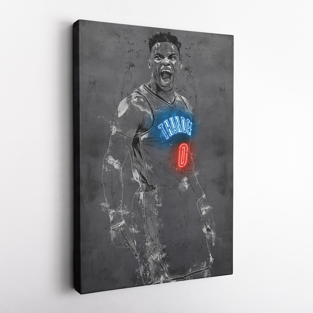 Russell Westbrook Poster Neon Oklahoma City Thunder NBA Hand Made ...