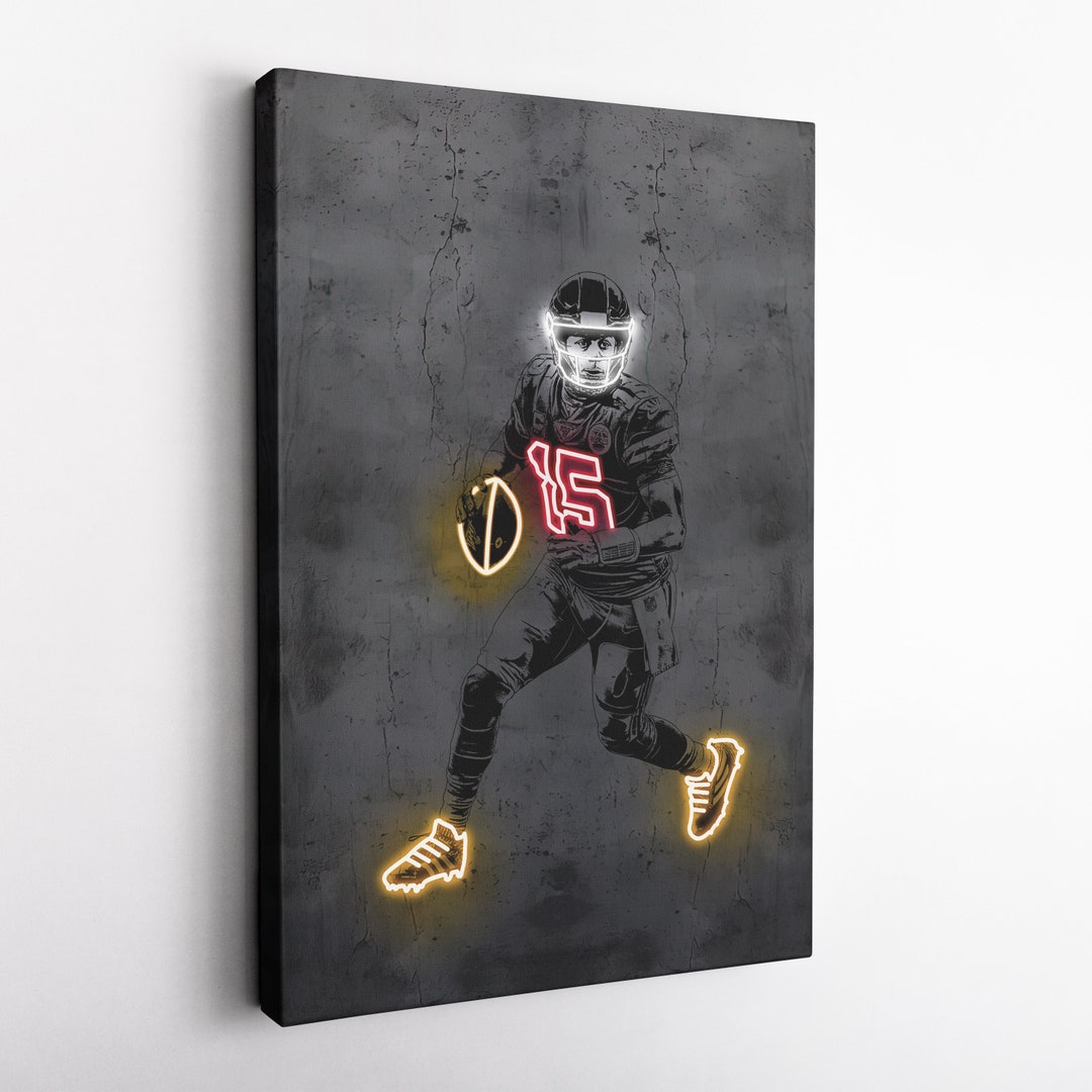 Patrick Mahomes Neon Poster Kansas City Chiefs Football Canvas Print ...