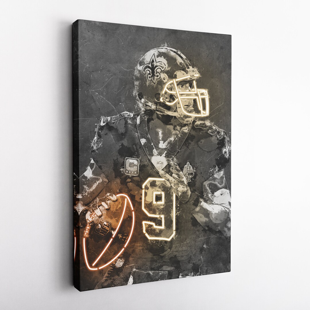 Drew Brees Poster Neon New Orleans Saints NFL Hand Made Poster Canvas ...
