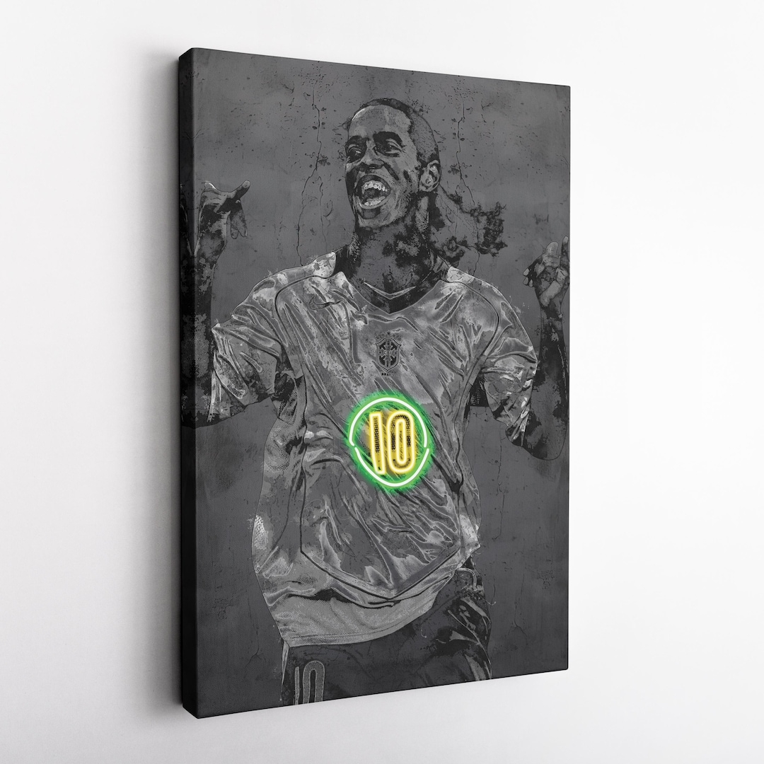 Ronaldinho Neon Poster - Brazil Soccer Canvas Print, Framed Wall Art ...