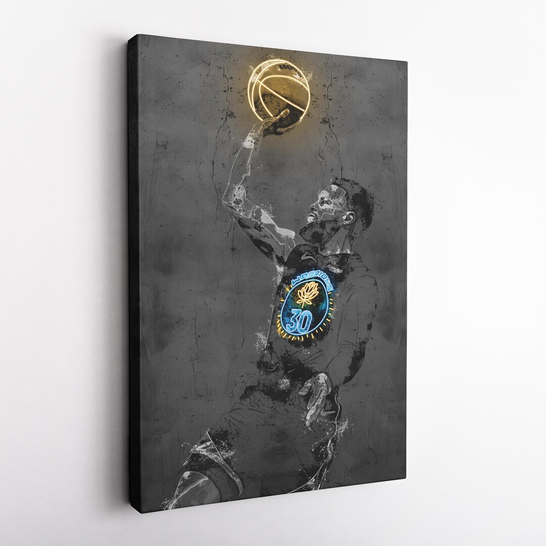 Stephen Curry Poster Neon Golden State Warriors NBA Hand Made Poster ...