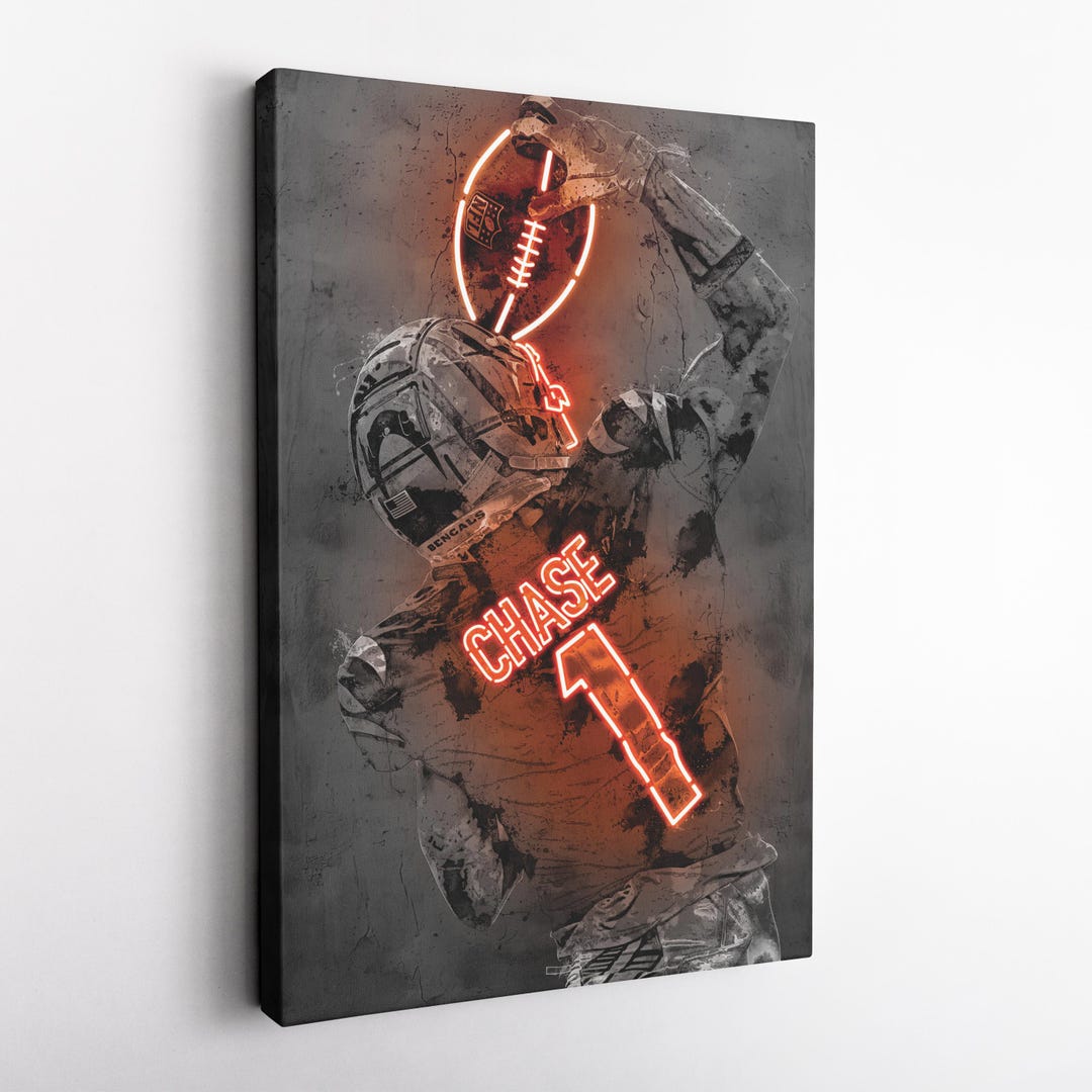 Ja'marr Chase Poster Neon Cincinnati Bengals NFL Hand Made Poster ...