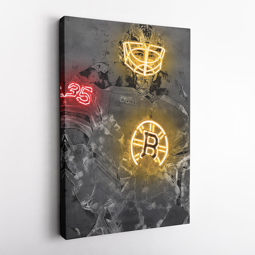 Linus Ullmark Poster Neon Boston Bruins NHL Hand Made Poster Canvas ...