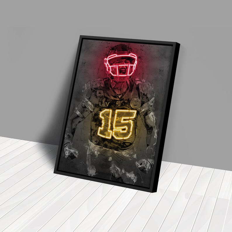 Patrick Mahomes Poster Neon Kansas City Chiefs NFL Hand Made Poster ...