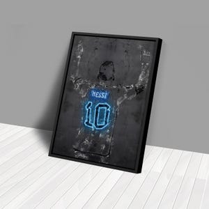 Lionel Messi Poster Neon Effect Argentina Soccer Hand Made Poster ...