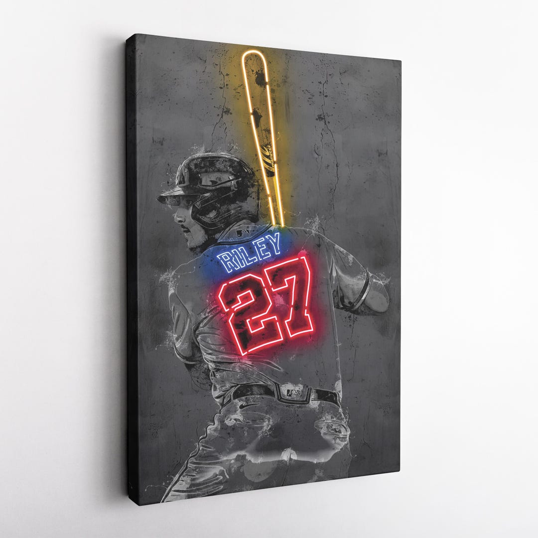 Austin Riley Poster Neon Atlanta Braves MLB Hand Made Poster Canvas ...