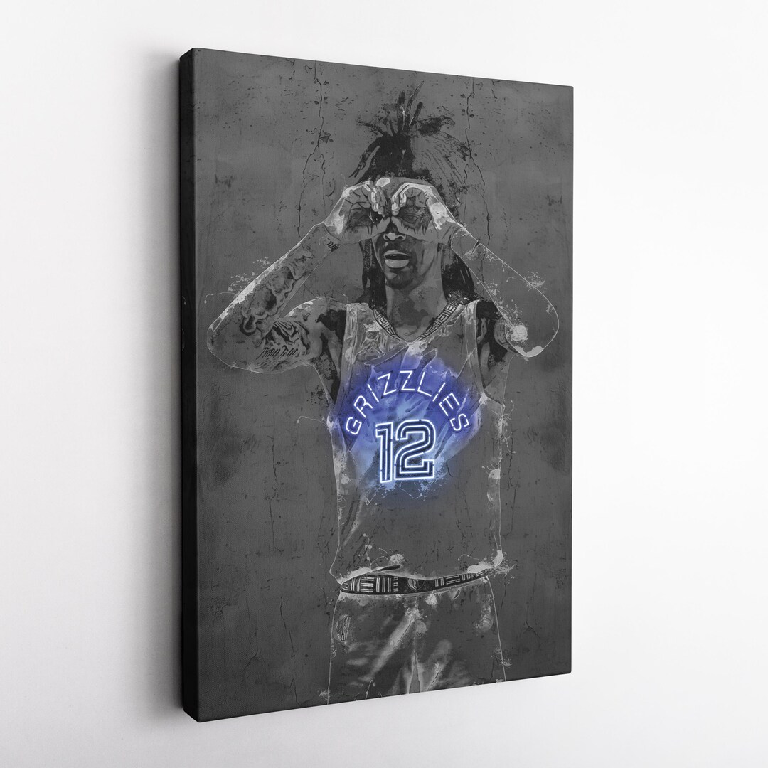 Ja Morant Poster Neon Memphis Grizzlies NBA Hand Made Poster Canvas ...