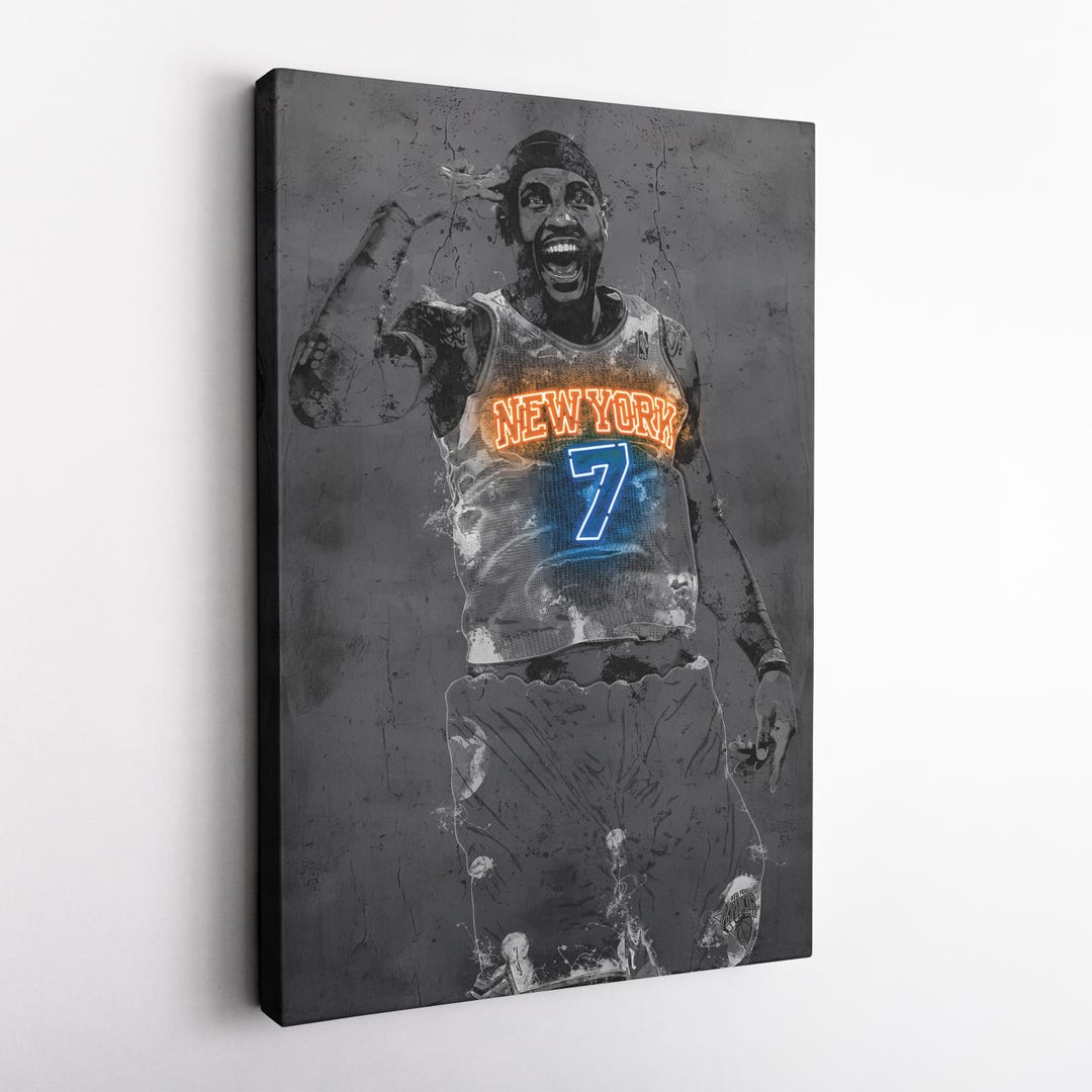 Carmelo Anthony Poster Neon New York Knicks NBA Hand Made Poster Canvas ...