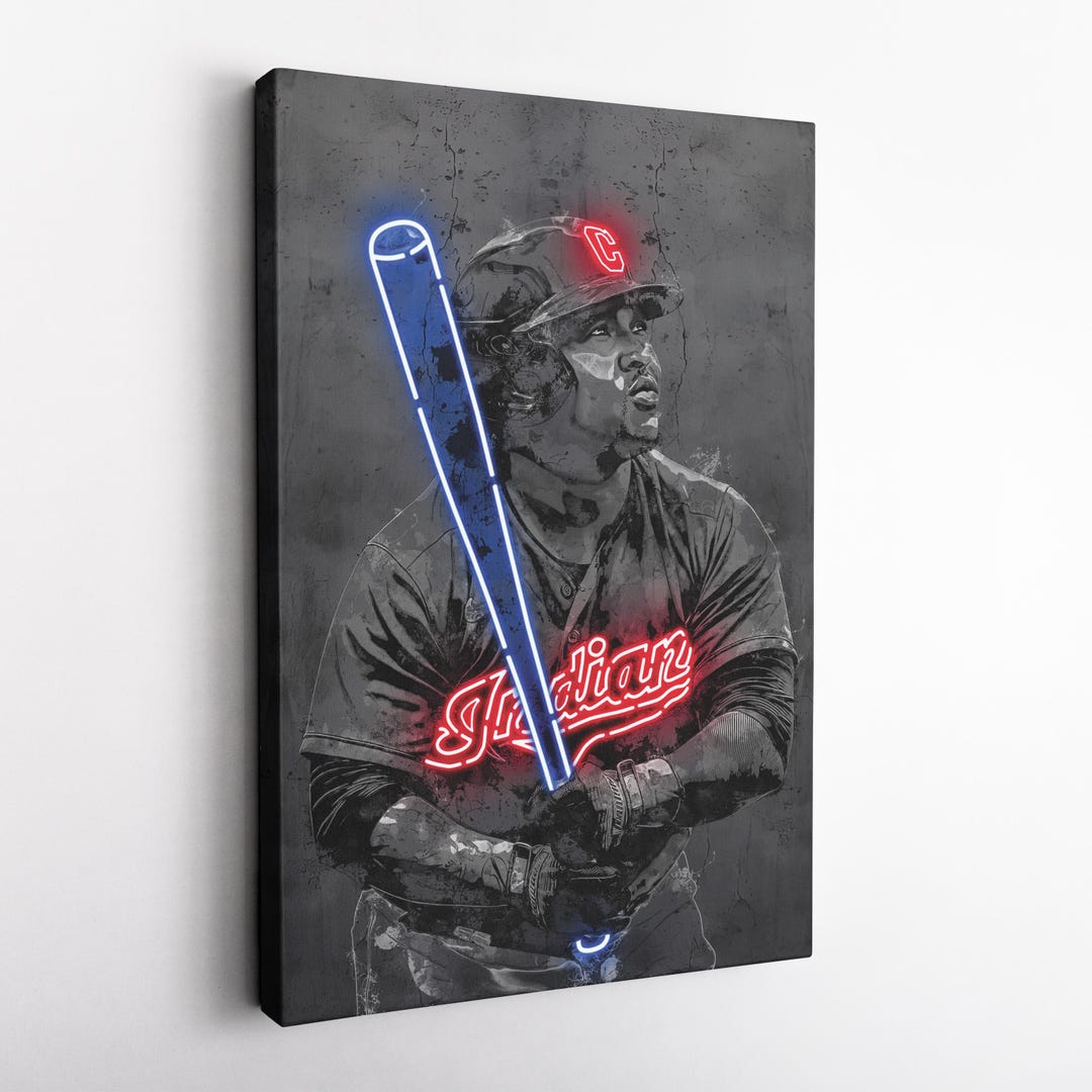 José Ramírez Poster Neon Cleveland Guardians MLB Hand Made Poster ...