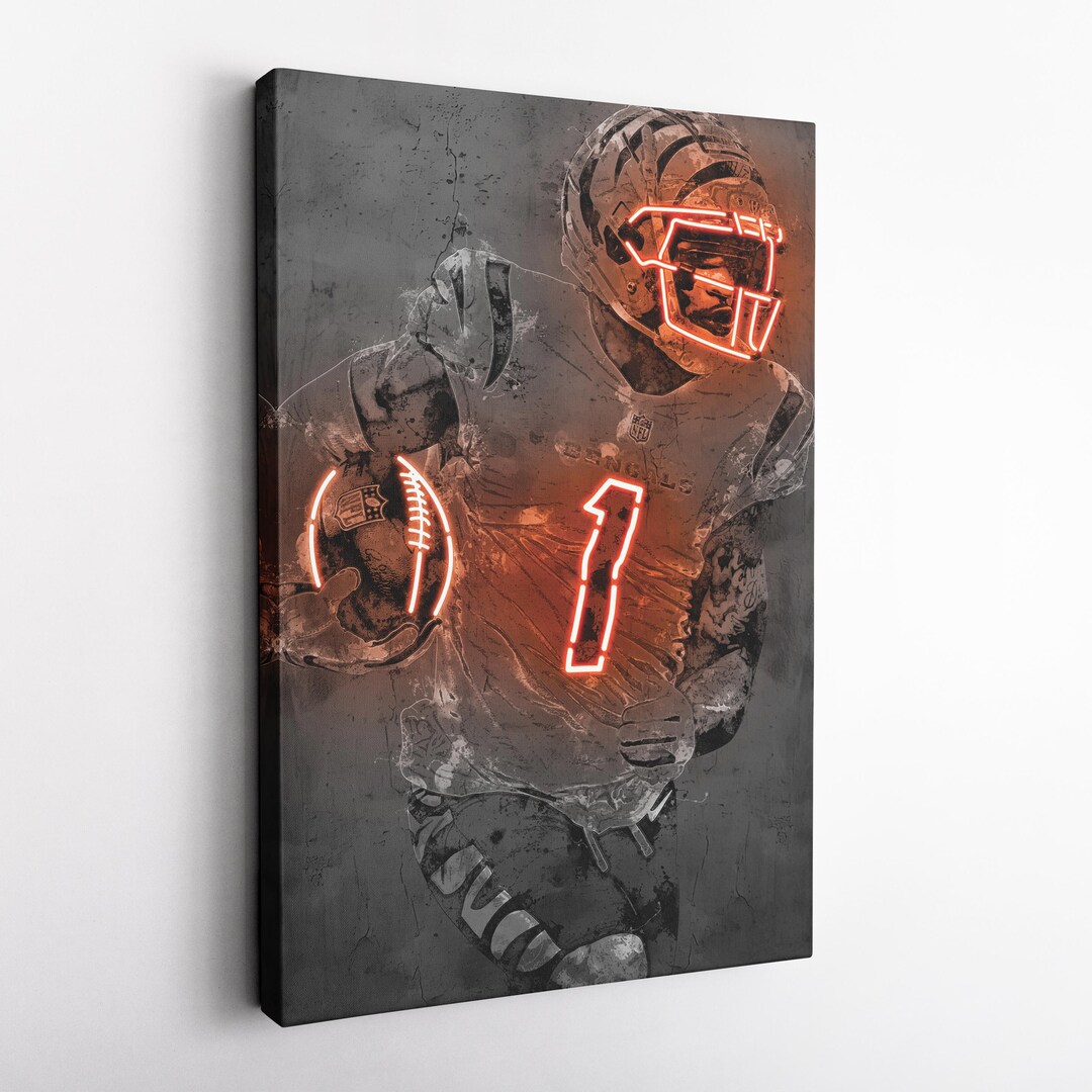 Ja'marr Chase Poster Neon Cincinnati Bengals Football Hand Made Poster ...