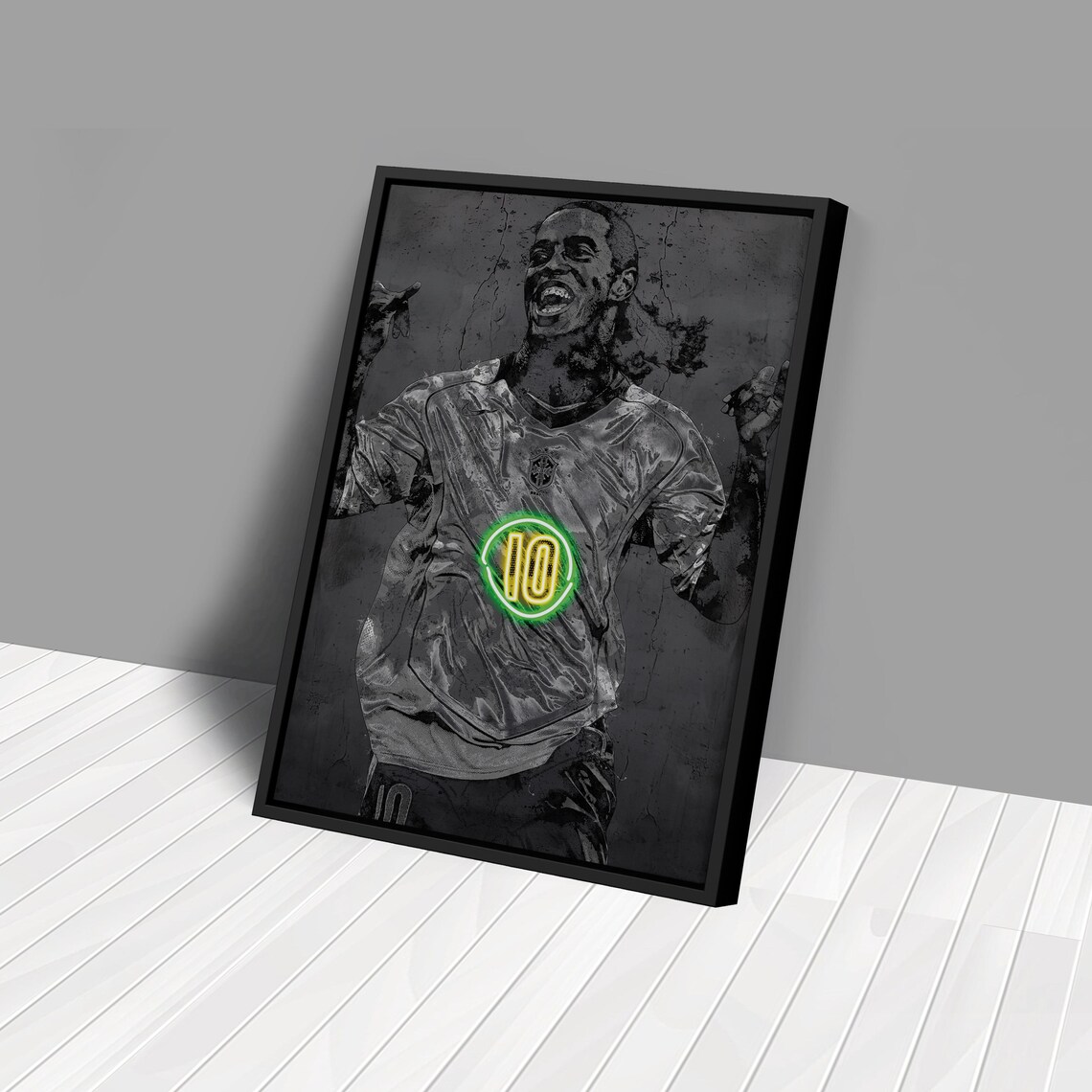 Ronaldinho Neon Poster - Brazil Soccer Canvas Print, Framed Wall Art ...