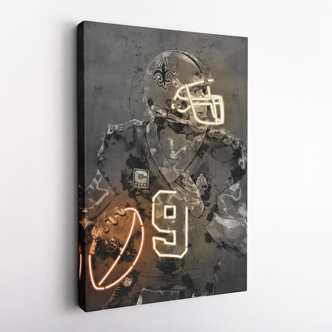 Drew Brees Poster Neon New Orleans Saints NFL Hand Made Poster Canvas ...