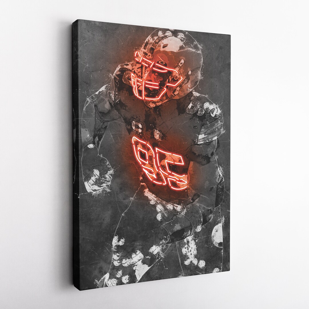 Myles Garrett Poster Neon Cleveland Browns NFL Hand Made Poster Canvas ...
