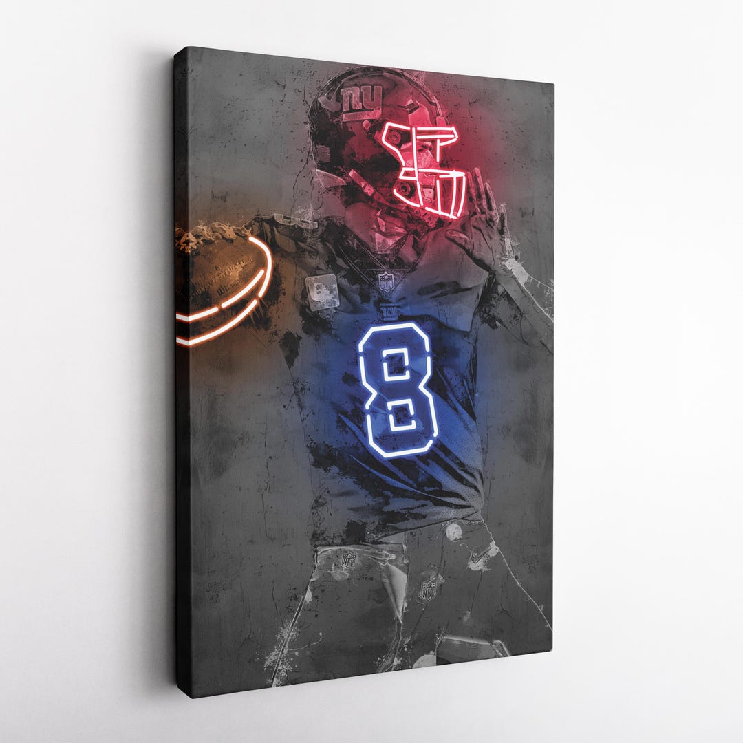 Daniel Jones Poster Neon New York Giants NFL Hand Made Poster Canvas ...