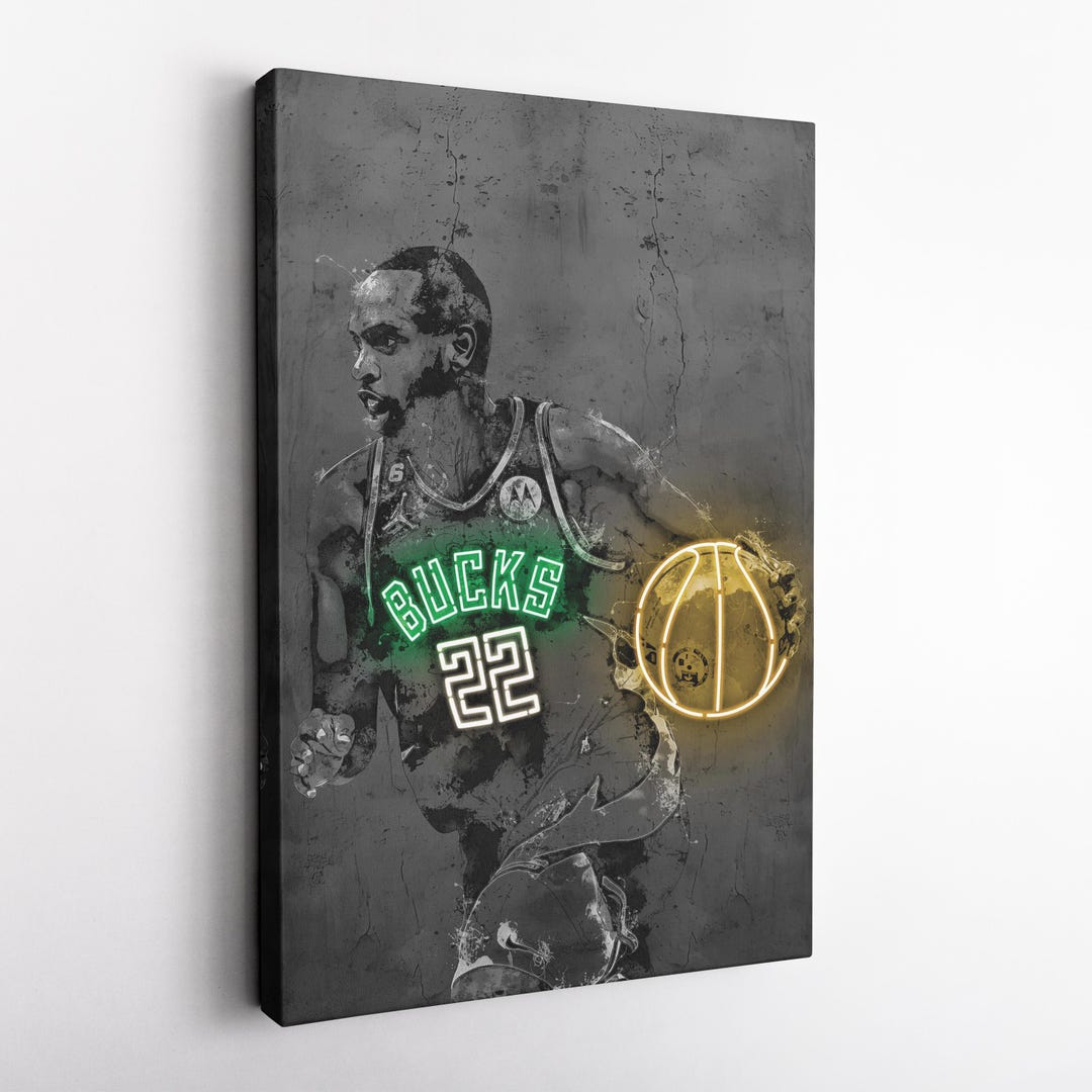 Khris Middleton Poster Neon Milwaukee Bucks NBA Hand Made Poster Canvas ...
