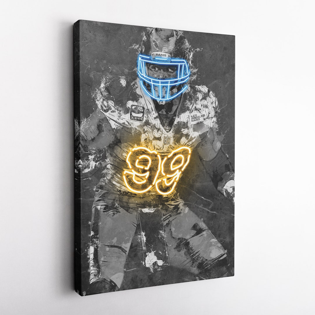 Aaron Donald Poster Neon Los Angeles Rams NFL Hand Made Poster Canvas ...