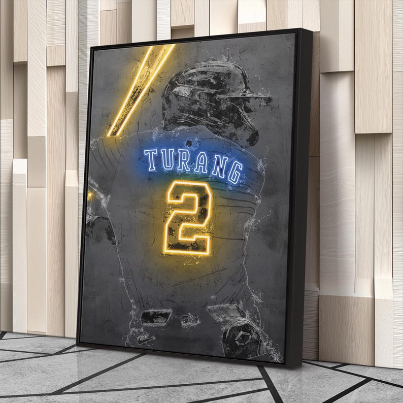 Brice Turang Neon Wall Art – Milwaukee Brewers MLB Canvas Print, Framed ...