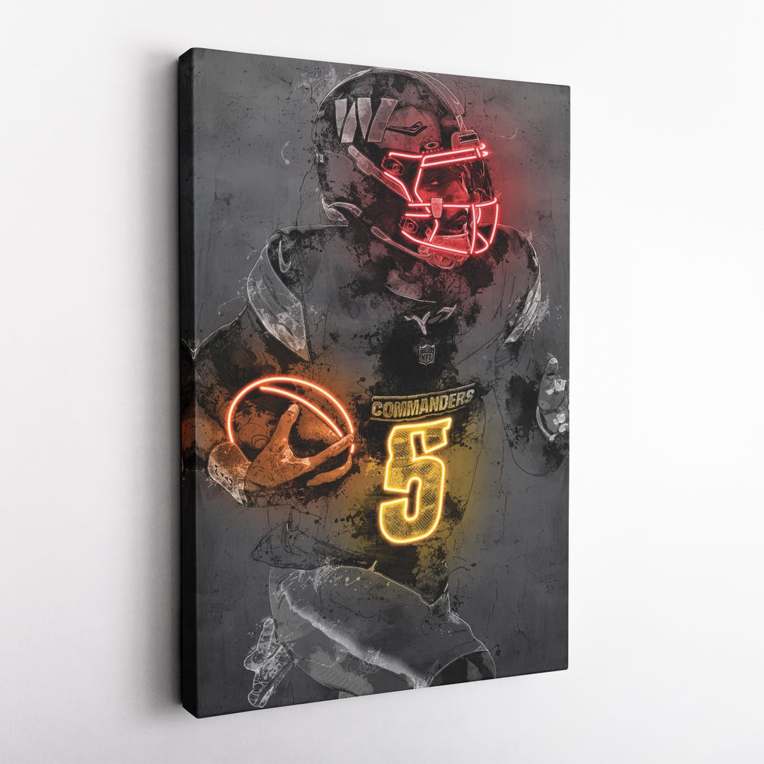 Jayden Daniels Neon Poster - Washington Commanders NFL Canvas Print ...