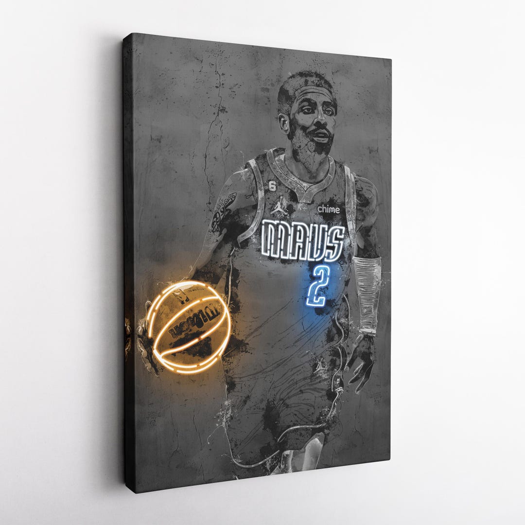 Kyrie Irving Poster Neon Dallas Mavericks NBA Hand Made Poster Canvas ...
