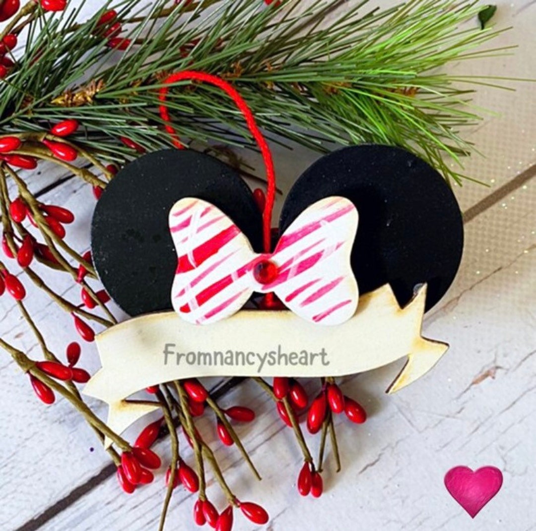 Disney Personalize Minnie Peppermint Ears Ornament. Disney Minnie Ears ...