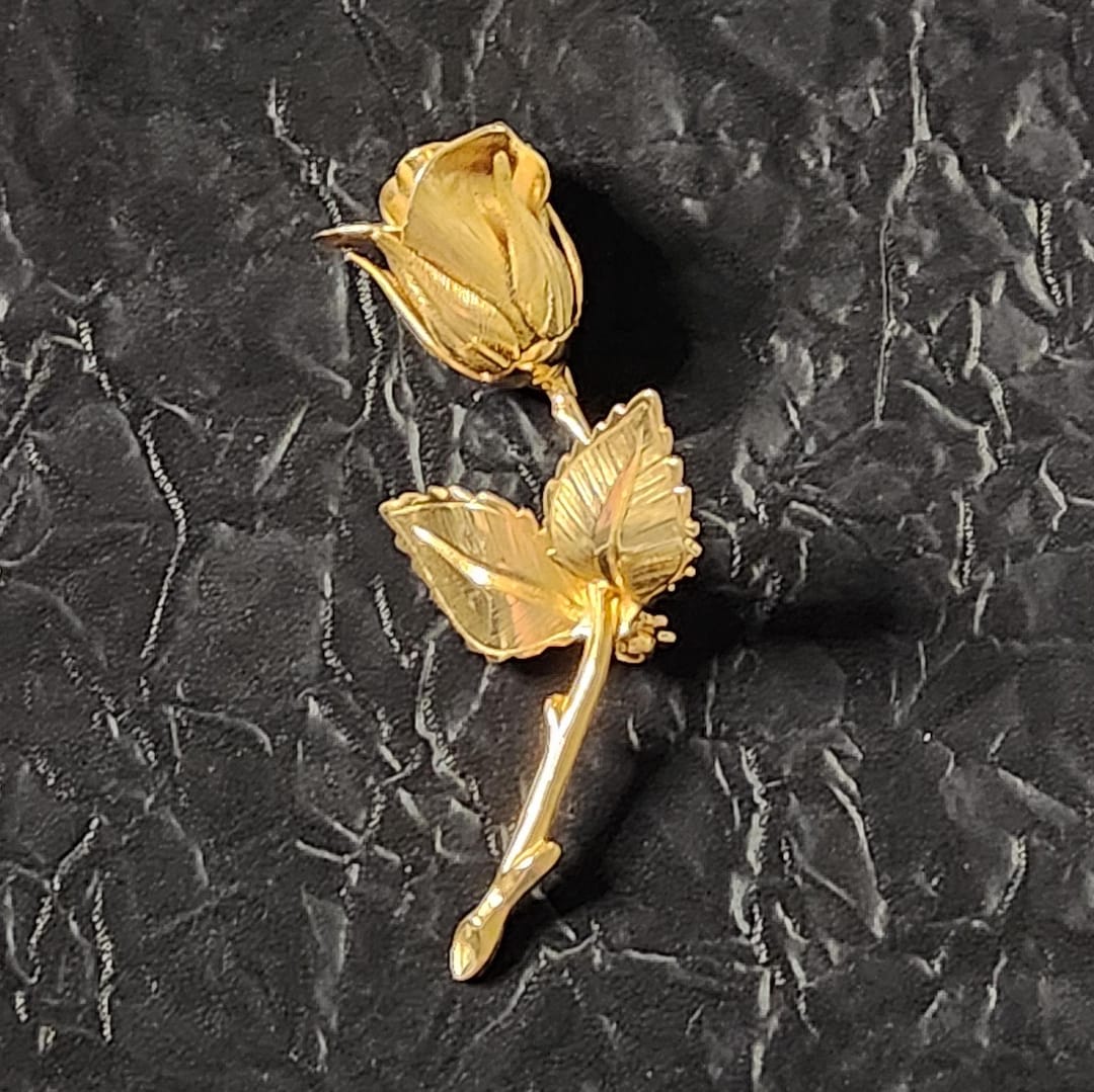 Vintage Giovanni Long Stem Rose Brooch Pin, Romantic Flower Jewelry ...